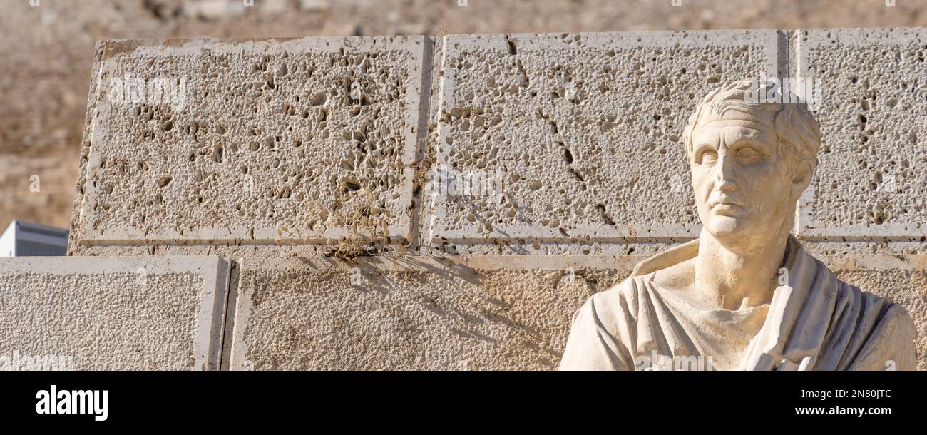 Athens, Greece: September 24, 2021: Antique statue of Menander, the ...