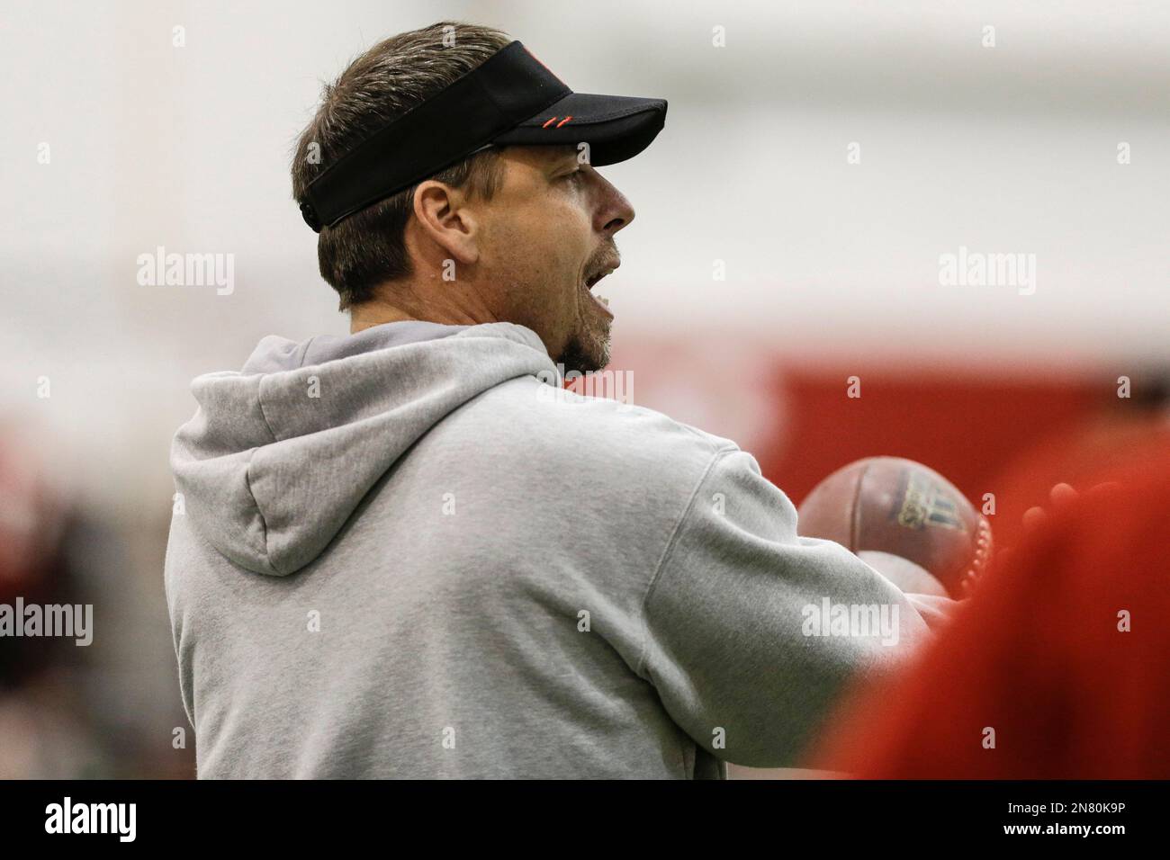 Nebraska wide receivers coach Rich Fisher on the first day of NCAA ...