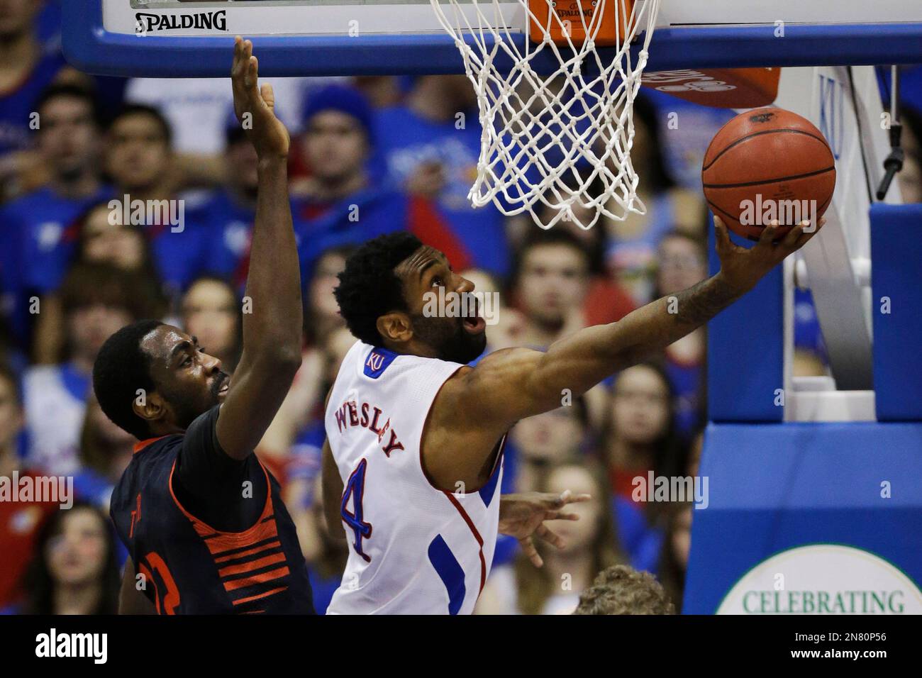 Kansas forward Kevin Young (40) and Texas Tech forward Jordan Tolbert ...