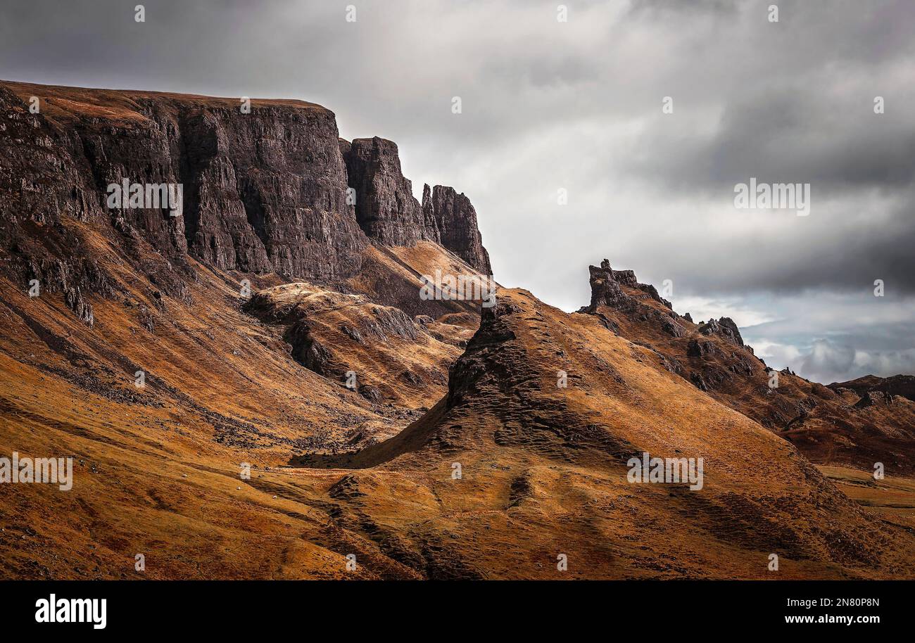 Isle of Skye, Scotland - Dark clouds over the Quiraing on a cloudy ...