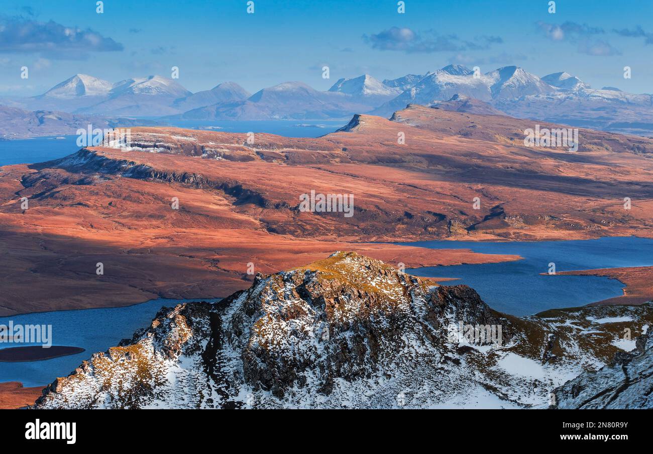 Isle of Skye, Scotland - Aerial view of the Scottish Highlands skyline ...