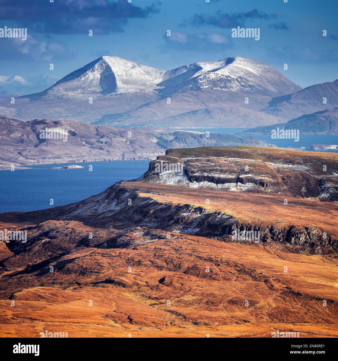 Isle of Skye, Scotland - Aerial view of the Scottish Highlands skyline ...