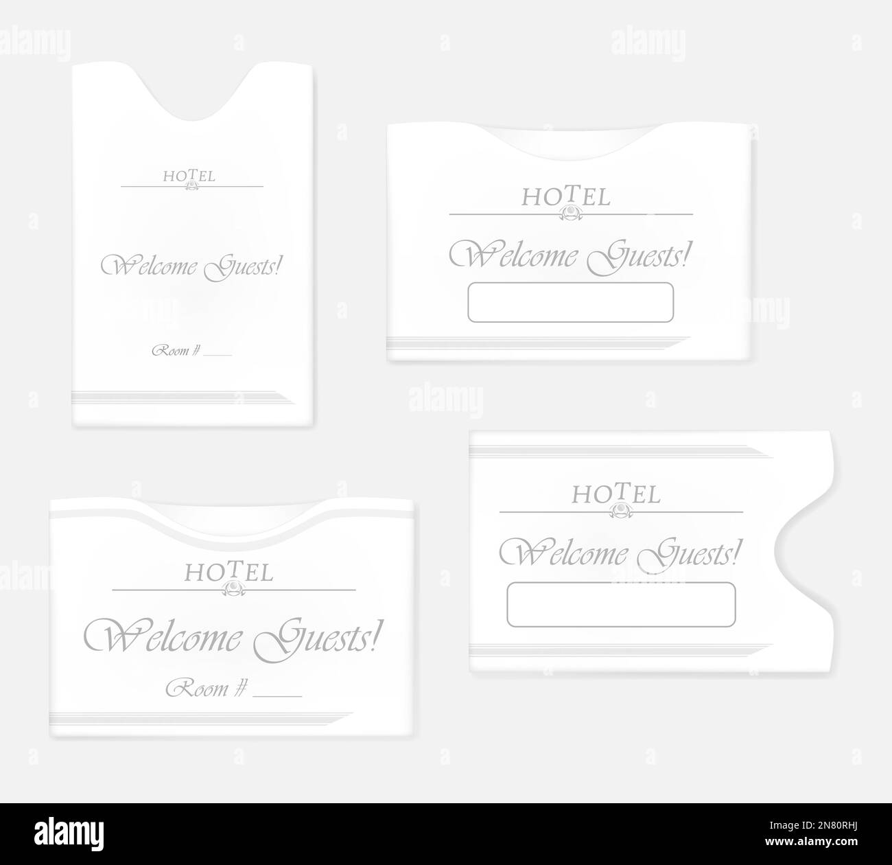 White hotel key card holder set. Hospitality keycard sleeves ...