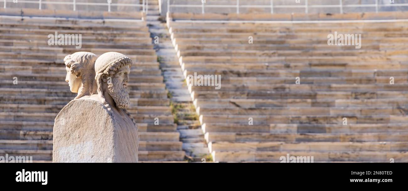 Athens, Greece - September 25, 2021: Two sided herm sculpture from the ...