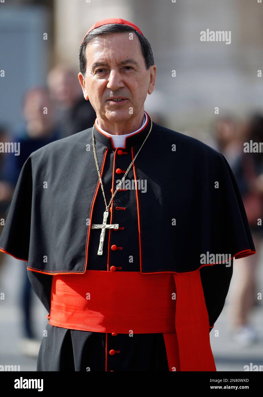 Colombian Cardinal Ruben Salazar Gomez walks in St. Peter's Square ...