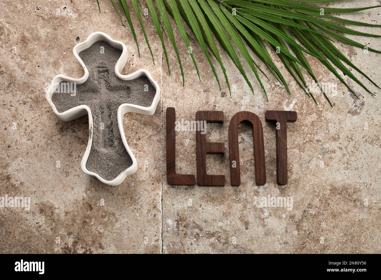 Ash wednesday, crucifix made of ash, dust as christian religion. Lent ...