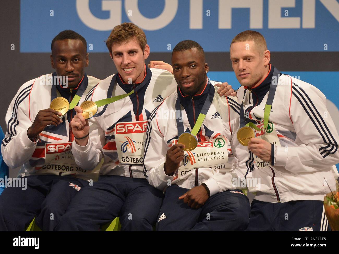 Gold winning team of Britain's Michael Bingham, Richard Buck, Nigel ...