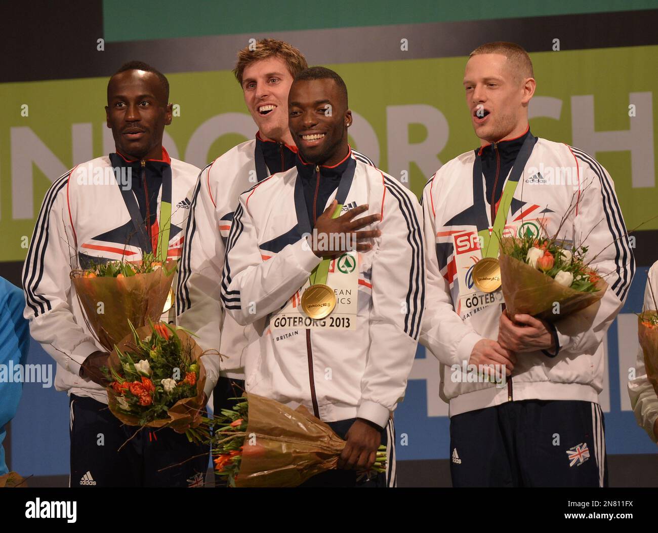 Gold winning team of Britain's Michael Bingham, Richard Buck, Nigel ...