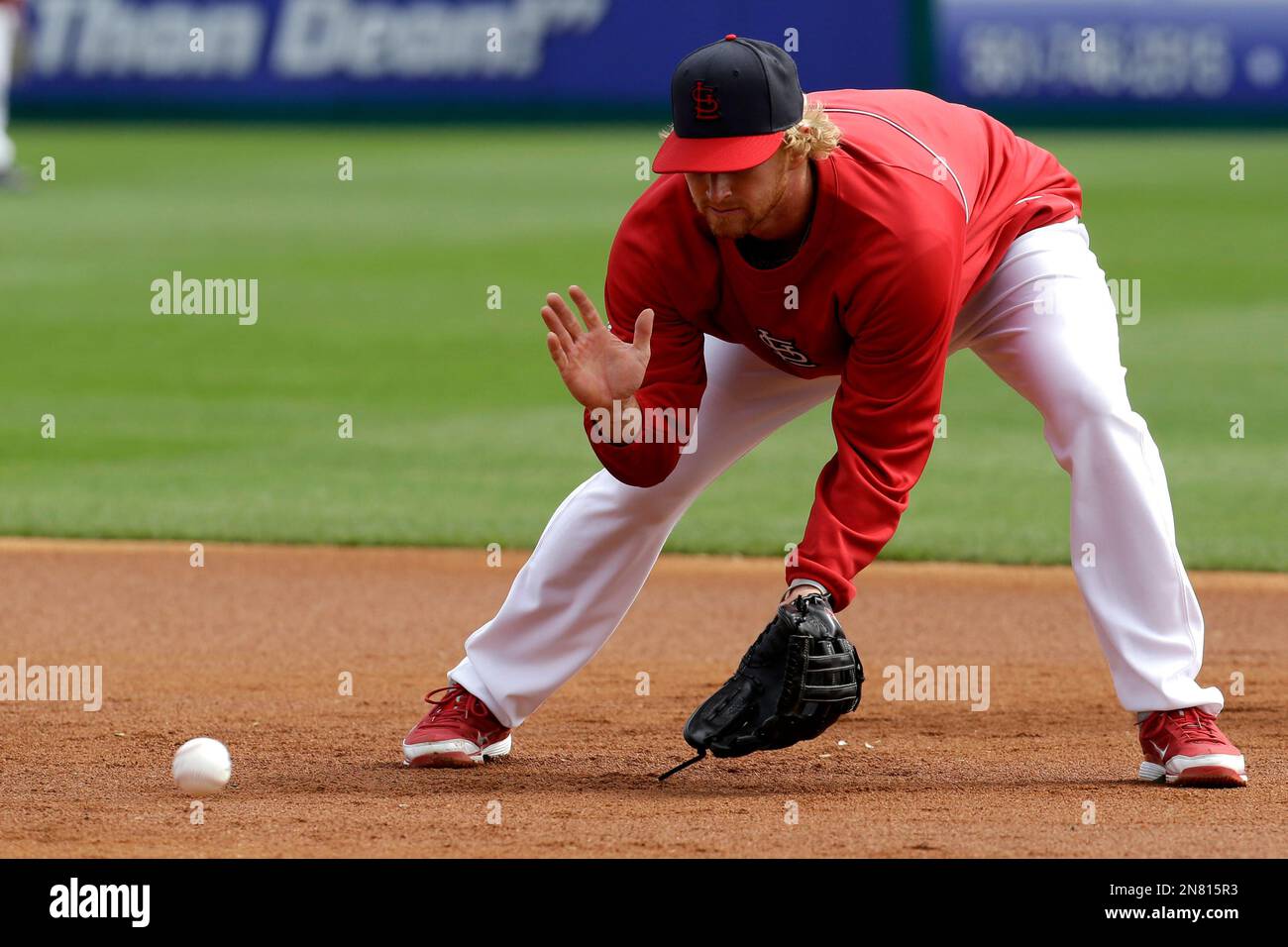 St. Louis Cardinals non-roster invitee catcher J.R. Towles works out ...