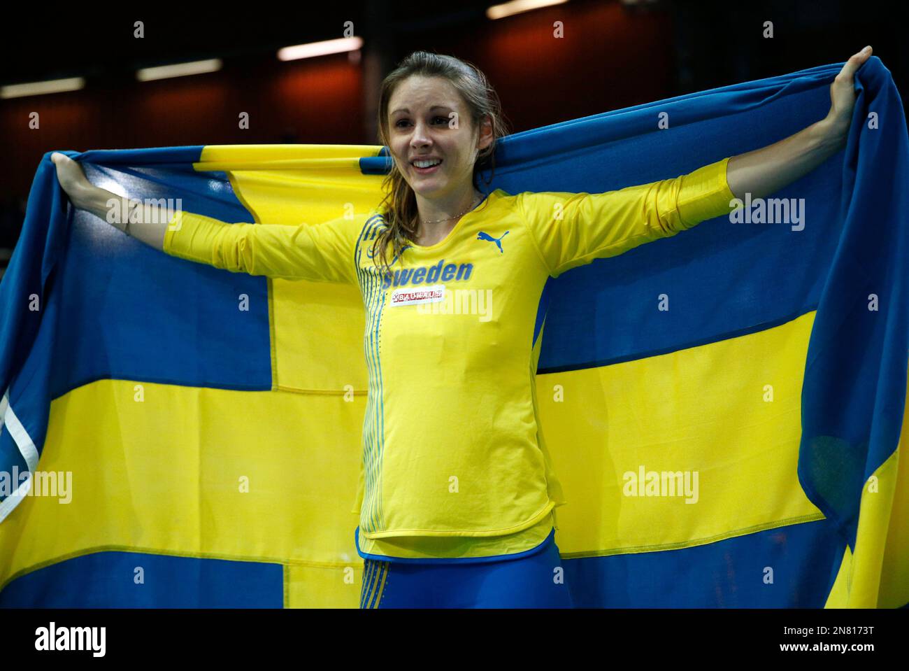 Sweden's Erica Jarder celebrates winning the bronze medal in the women ...