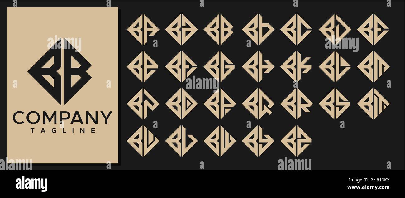 Luxury Square letter B logo design template. Modern line BB B letter ...