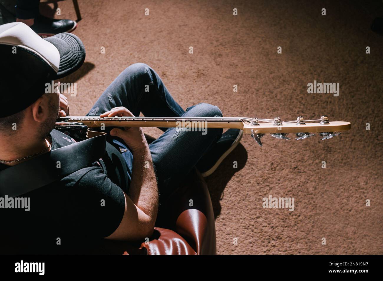Closeup view man recording music hi-res stock photography and images ...