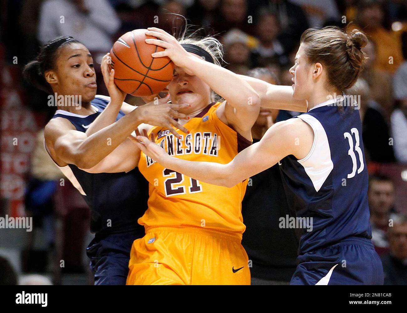 Penn State guards Ariel Edwards, left, and Maggie Lucas (33) scrap for ...
