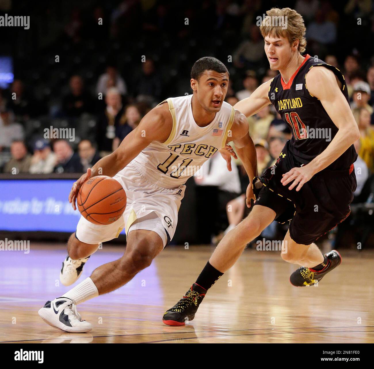 Georgia Tech guard Chris Bolden (11) drives past Maryland guard/forward ...