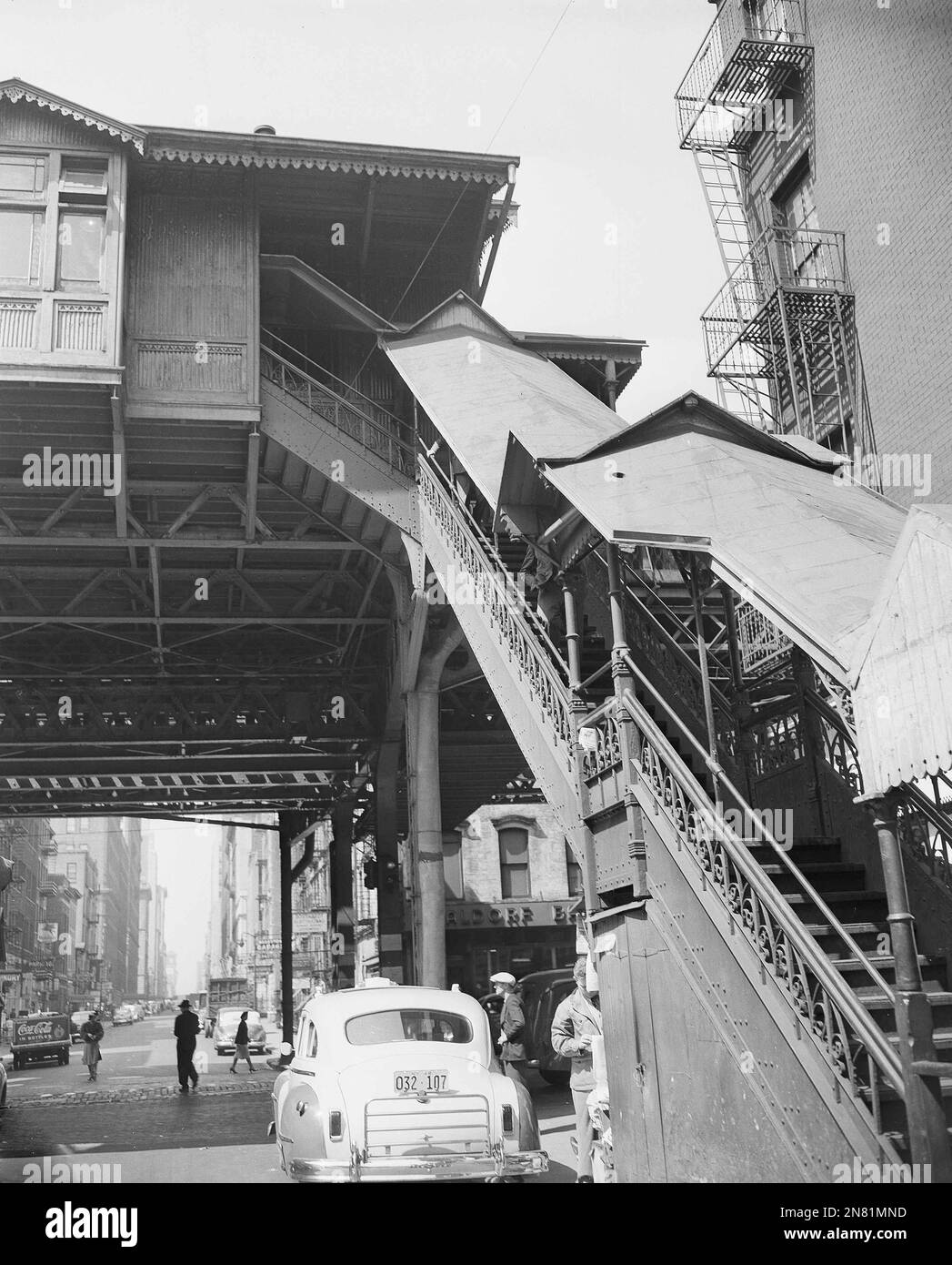 Towering stairs lead to the northbound platform of the 53rd Street ...