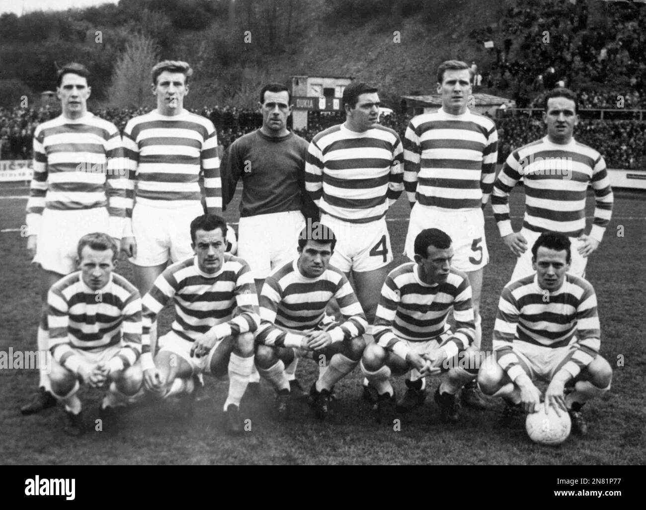 Members of the Celtic football team from Glasgow, Scotland, before ...