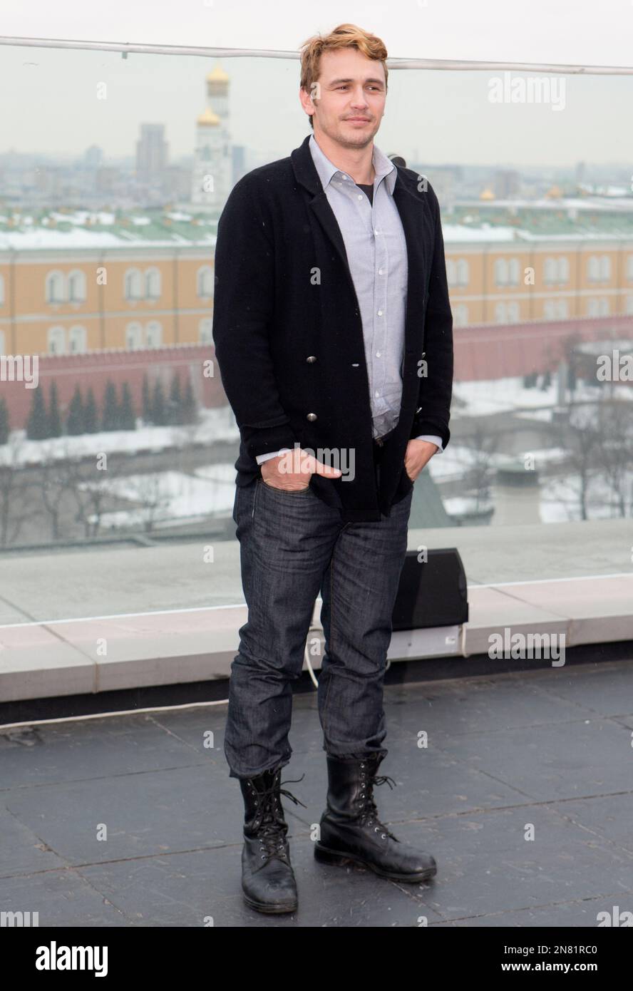 US actor James Franco poses for photographers at a hotel during a ...