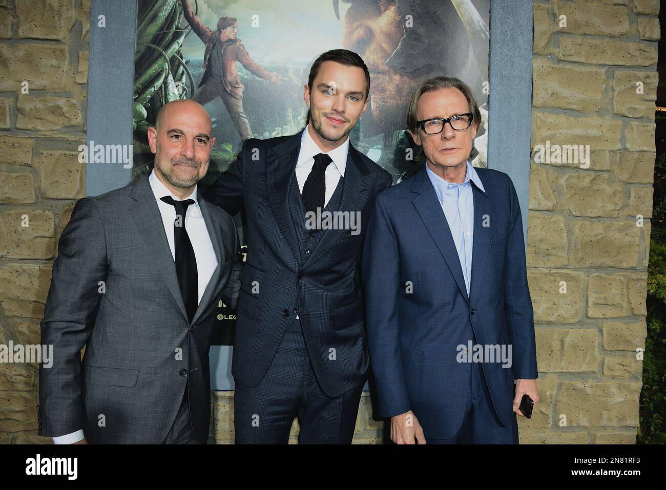 From left, Stanley Tucci, Nicholas Hoult, and Bill Nighy arrive at the ...