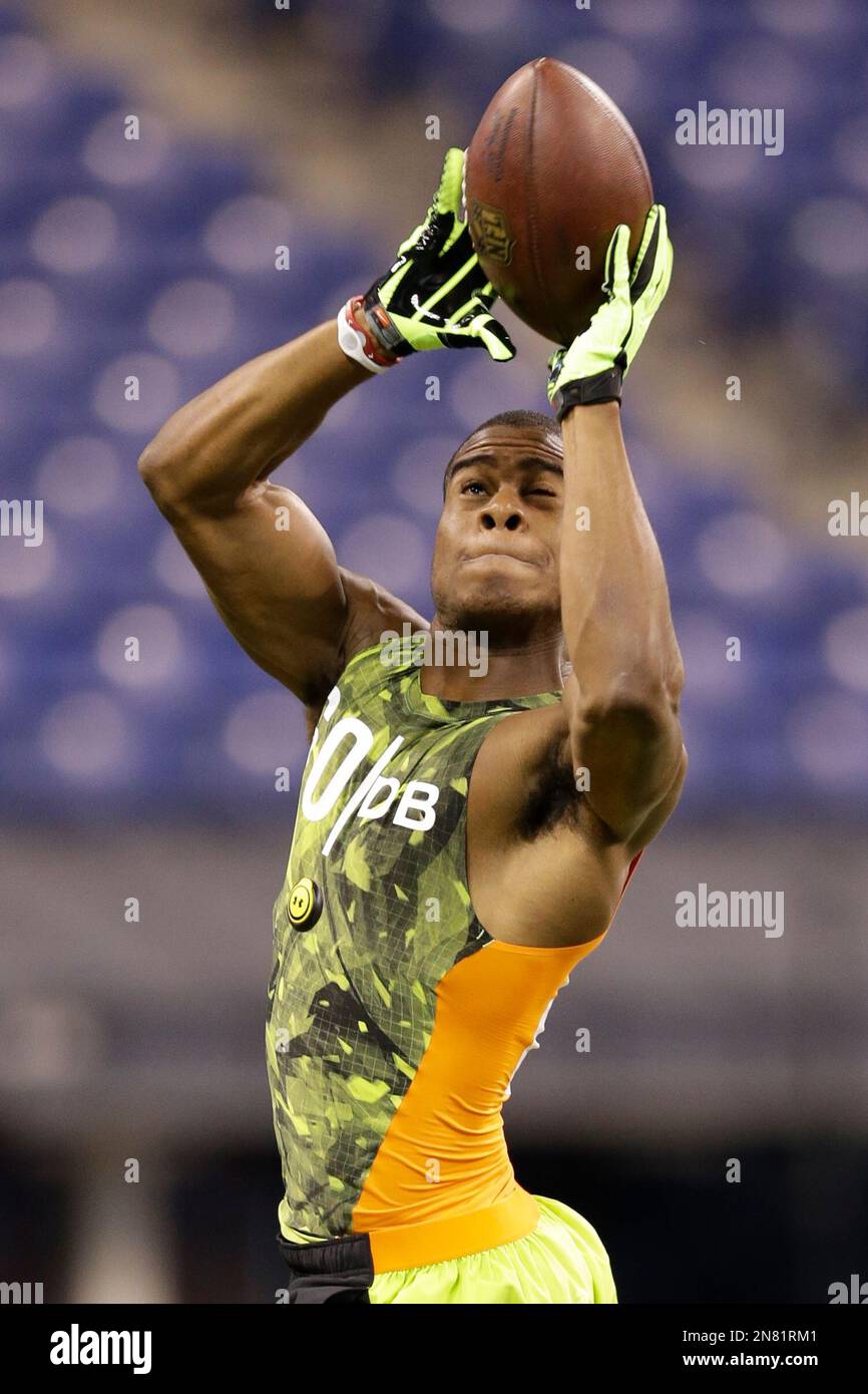 Connecticut defensive back Blidi Wreh-Wilson runs a drill at the NFL ...