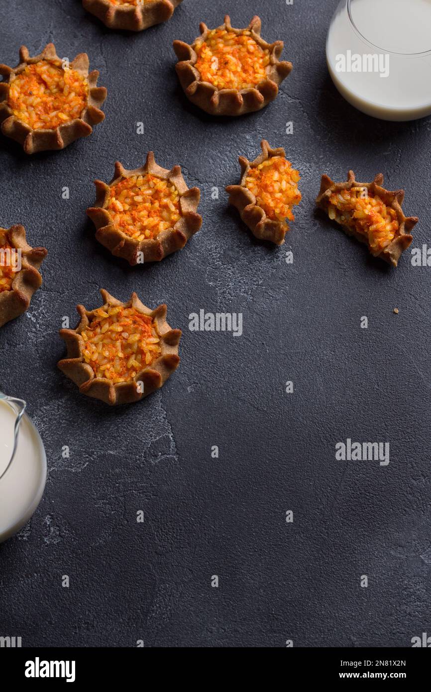 Traditional karelian, finnish, russian mini pies "kalitki" or "koliadki ...