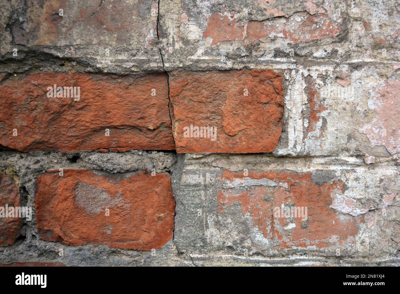 The old shabby walls of the old house, hewn with peeling paint, large ...