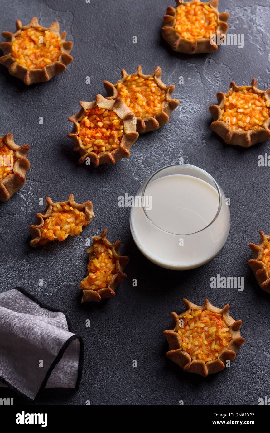 Traditional karelian, finnish, russian mini pies "kalitki" or "koliadki ...