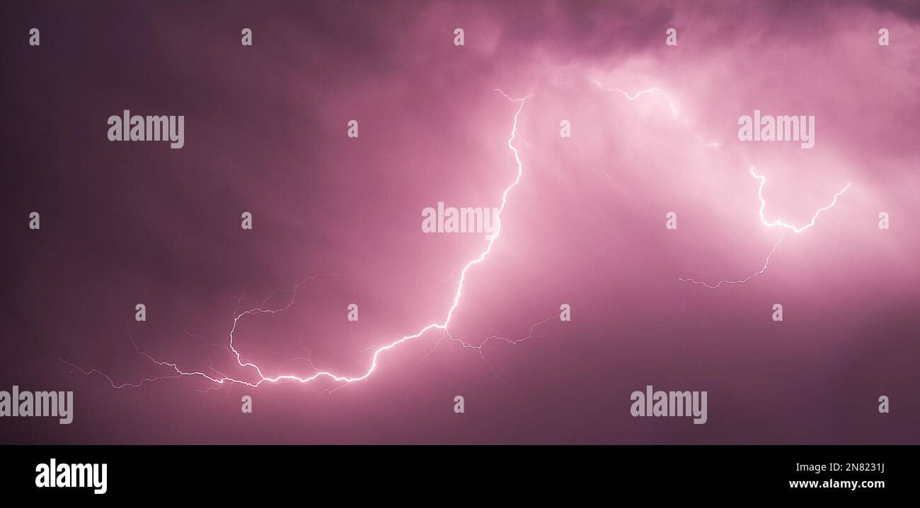 Lightning, thunder cloud dark cloudy sky, power of nature Stock Photo ...