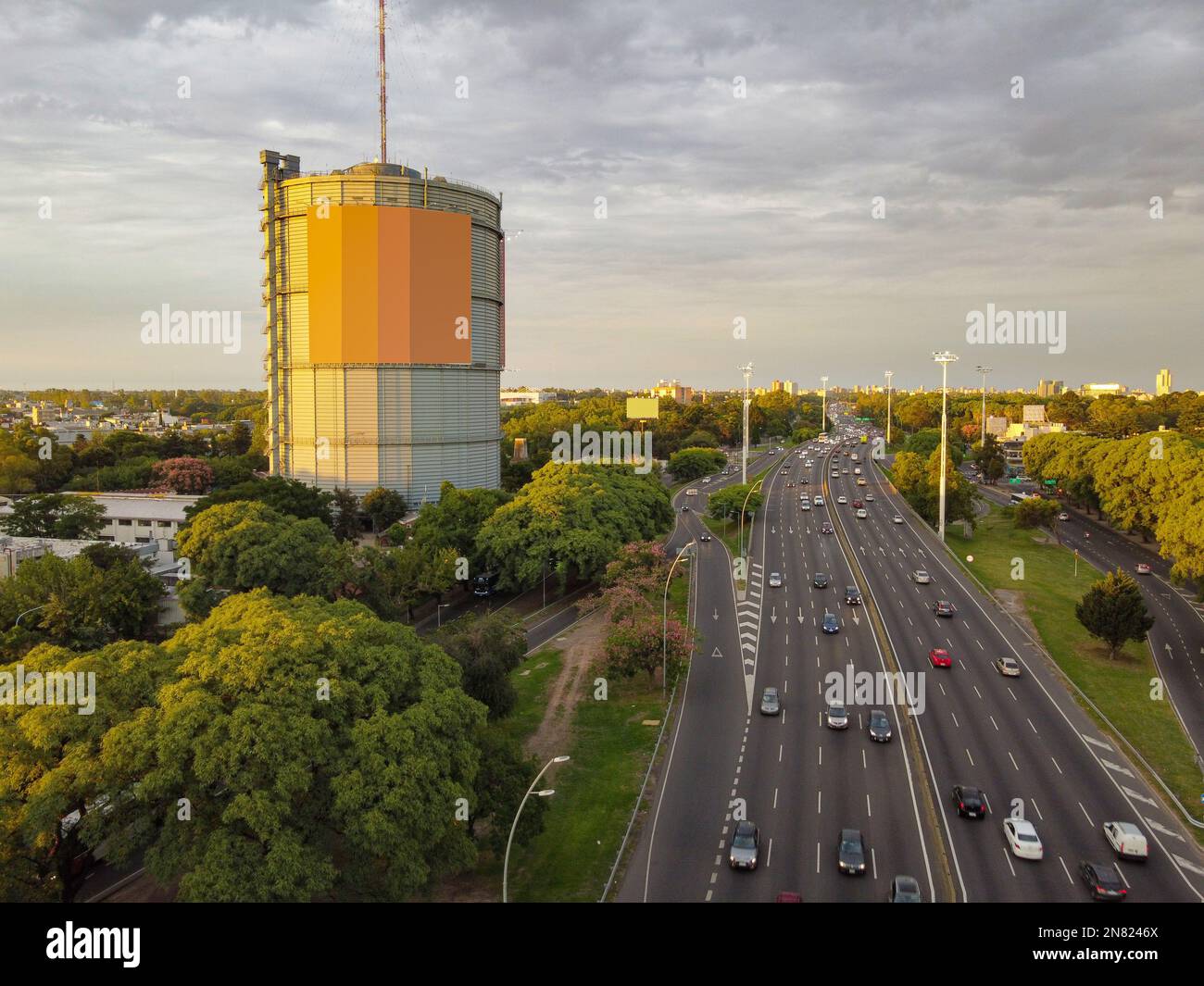 sunset at the Constituyentes avenue gas tank Stock Photo - Alamy
