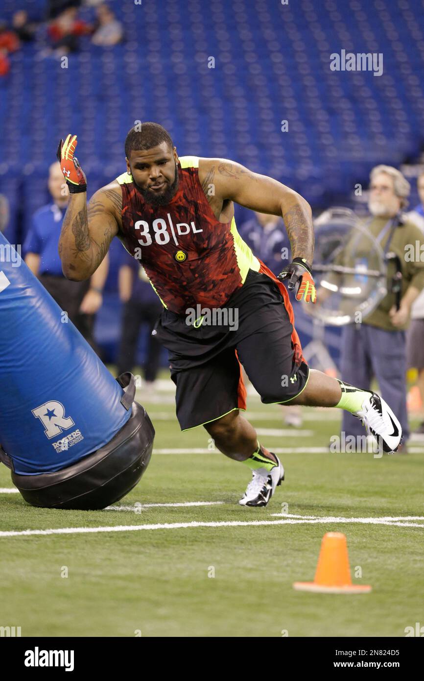 Missouri defensive lineman Sheldon Richardson runs a drill at the NFL ...