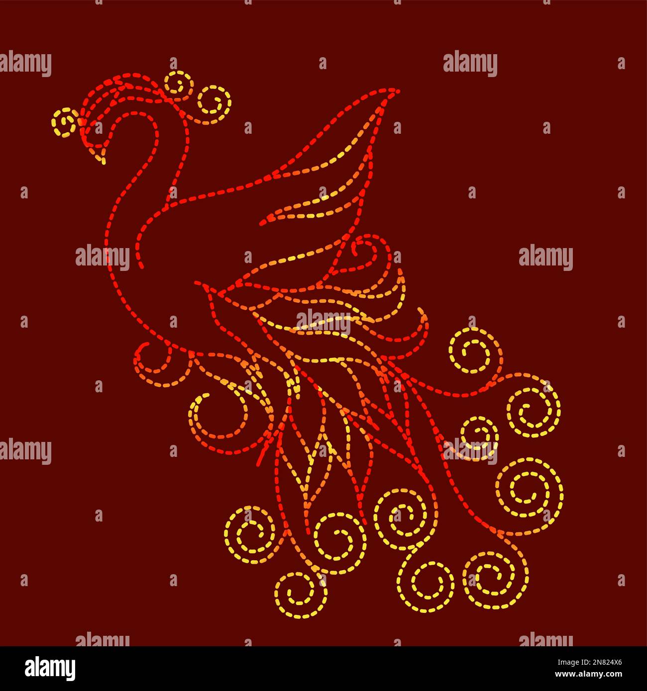 Red-orange Firebird dots line designs template vector illustration ...