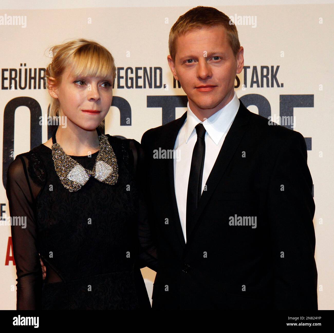 British actress Antonia Campbell-Hughes, and Danish actor Thure Lindhardt, right, pose for ...