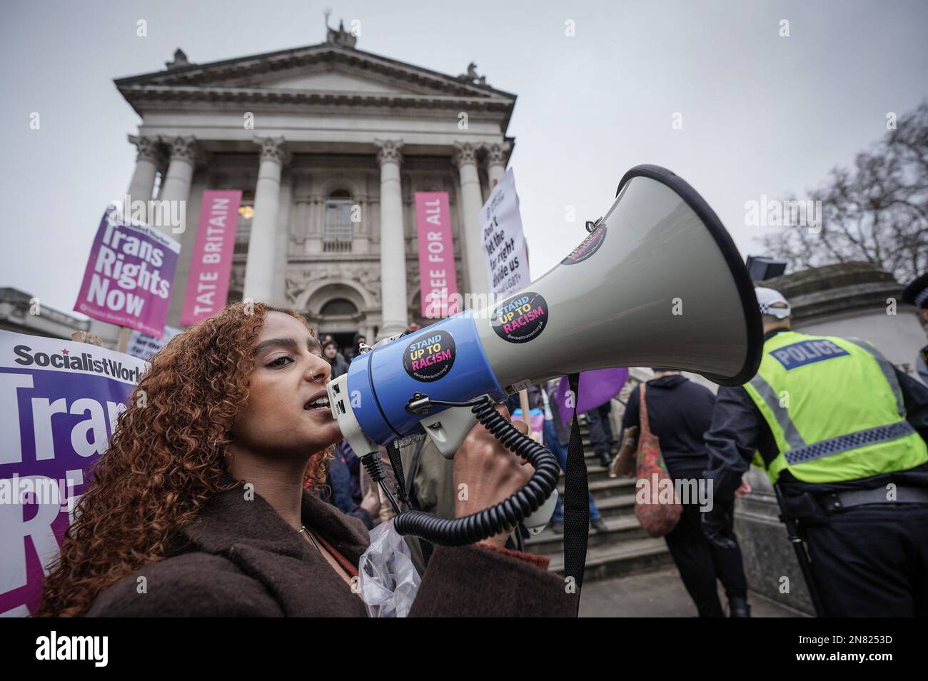 London, UK. 11th February 2023. Supporters from Trans Activism UK ...