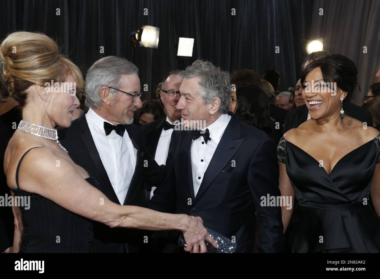Kate Capshaw, director Steven Spielberg, actor Rober De Niro and Grace ...