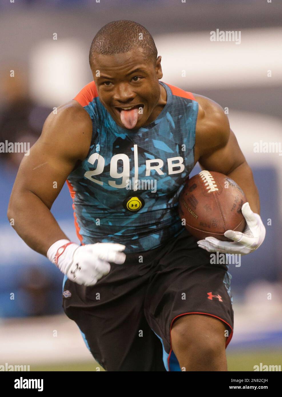 Fresno State running back Robbie Rouse runs a drill during the NFL ...