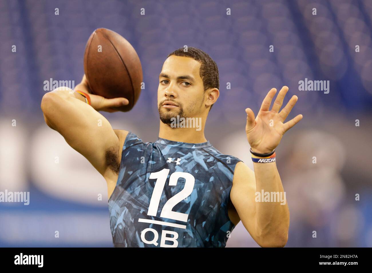 Arizona quarterback Matt Scott runs a drill at the NFL football ...
