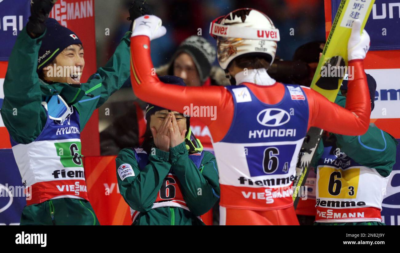 Daiki Ito of Japan, from left, and teammates Yuki Ito, Sara Takanashi ...