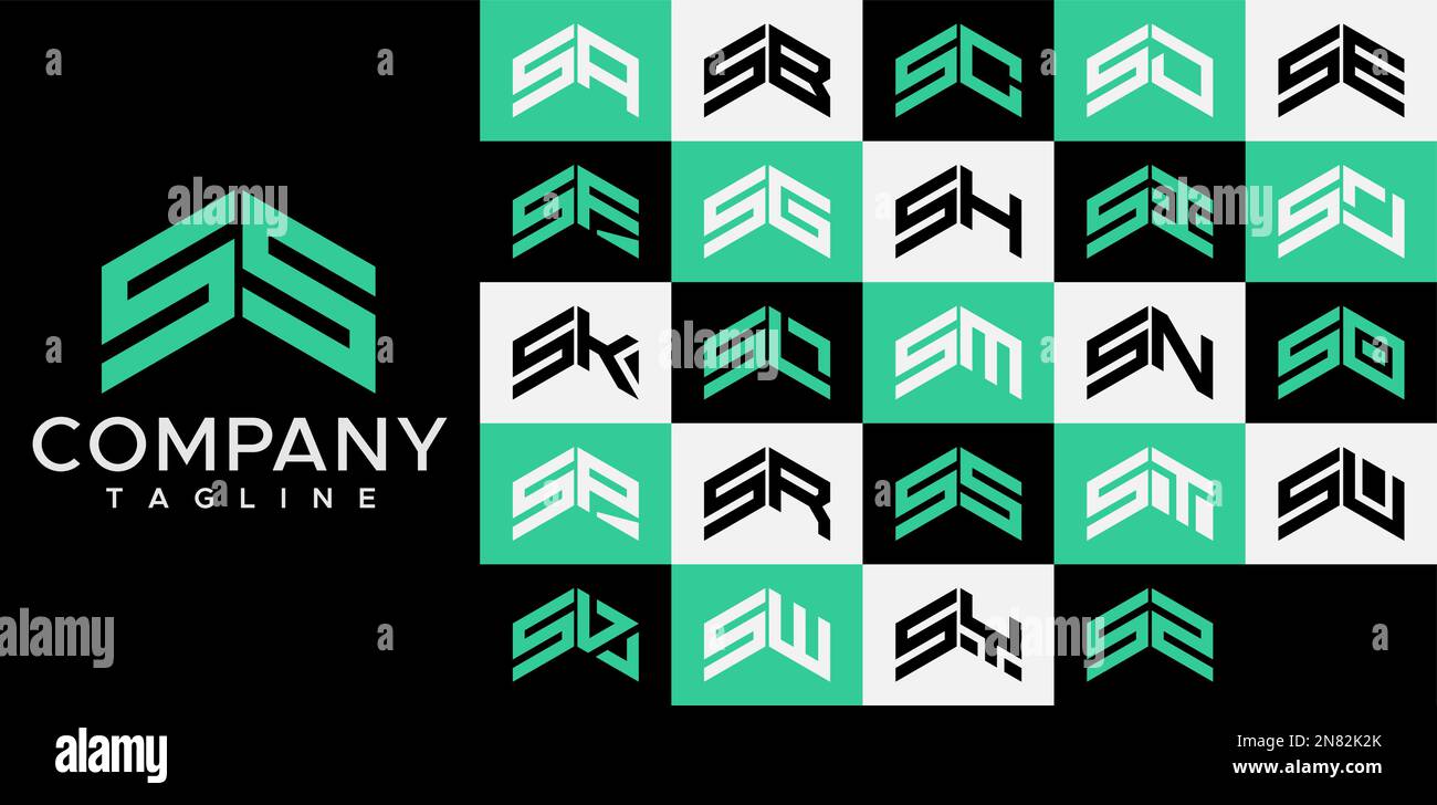 Upward arrow letter S logo design template set. Abstract line SS S ...