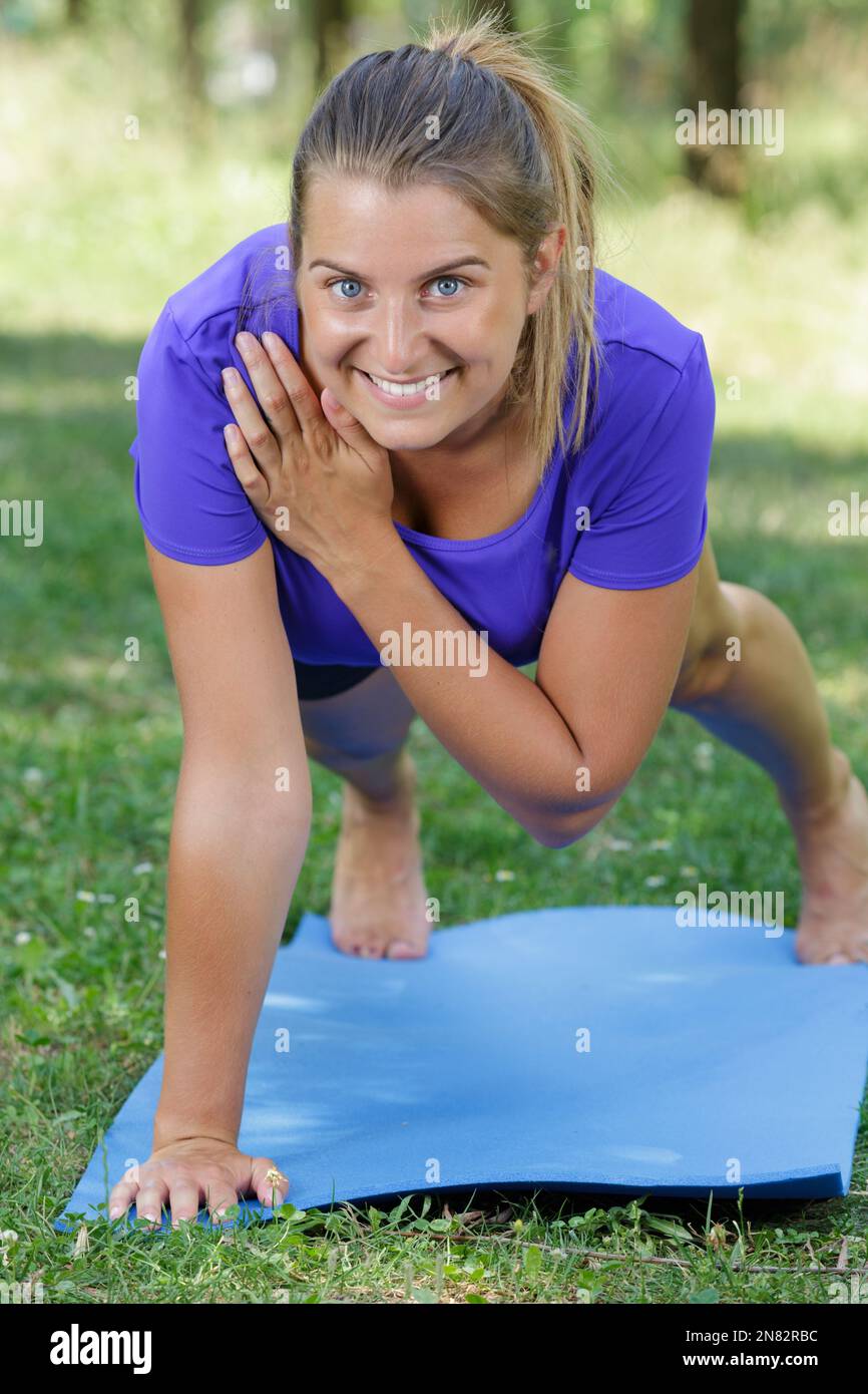 Woman plank exercise white background hi-res stock photography and ...