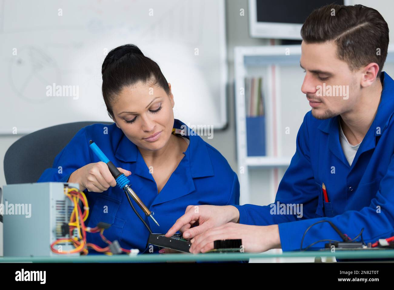 studying electronics at high school Stock Photo - Alamy