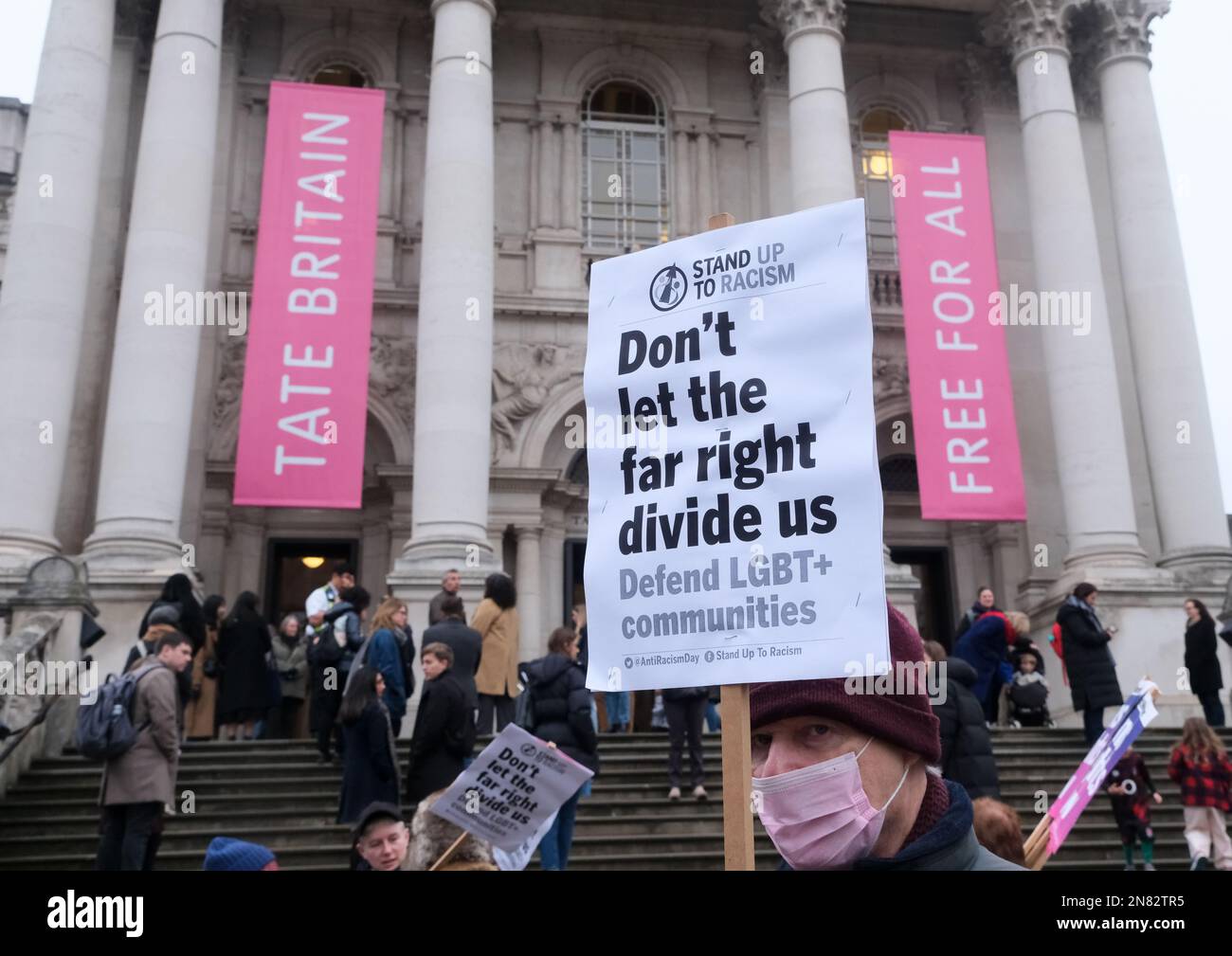 Tate Britain, London, UK. 11th Feb 2023. Anti fascists and members of ...