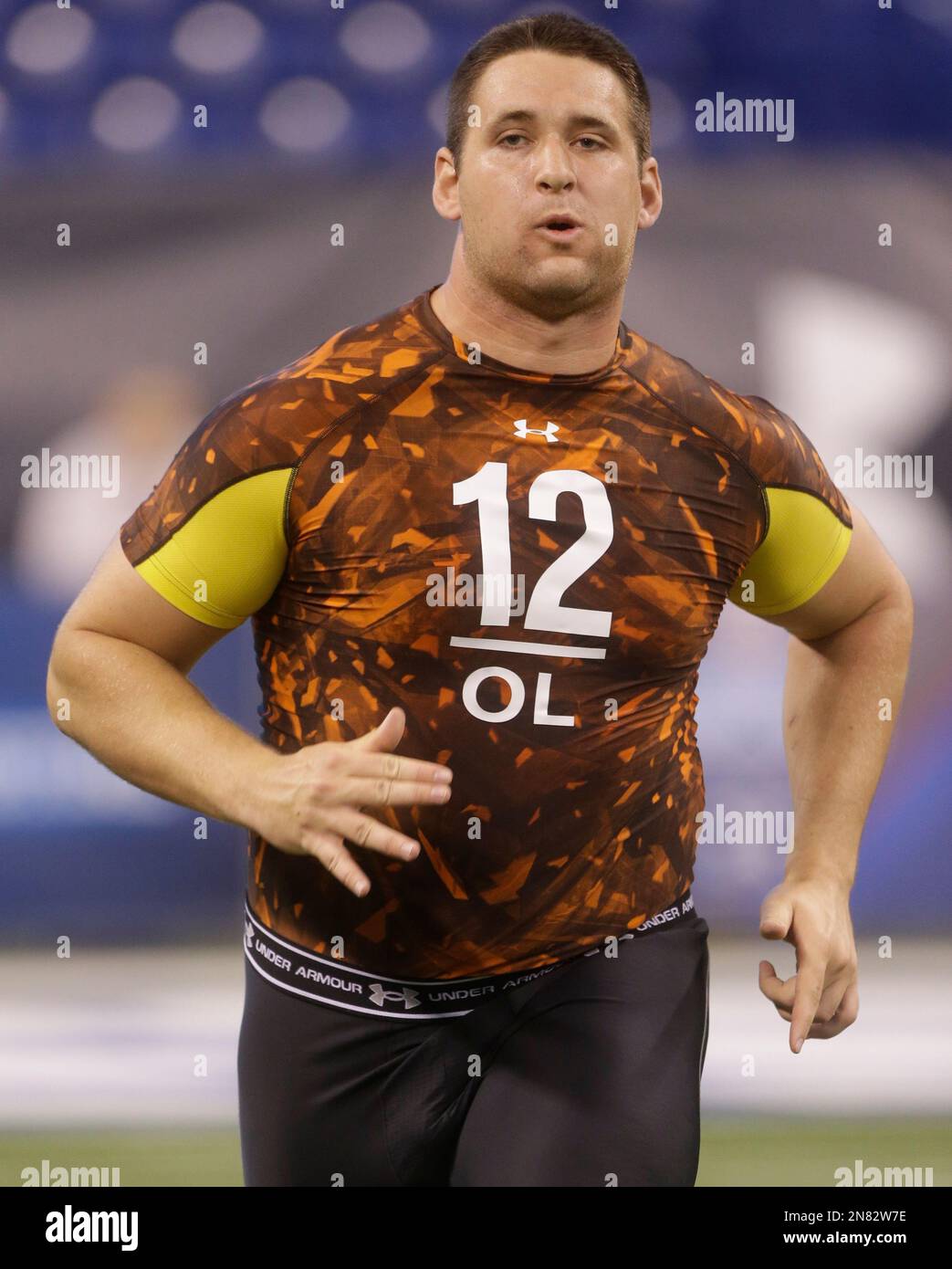Boston College offensive lineman Emmett Cleary runs a drill during the ...