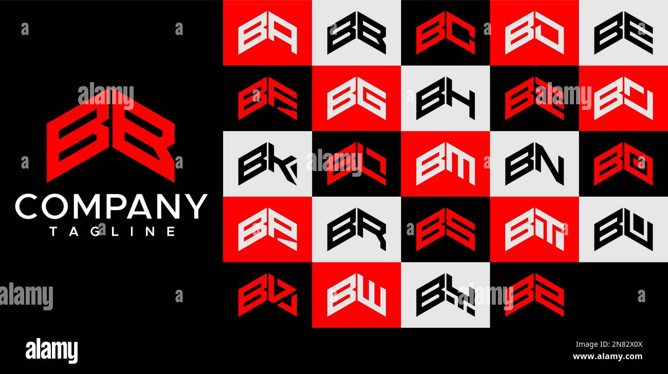 Upward arrow letter B logo design template set. Abstract line BB B ...