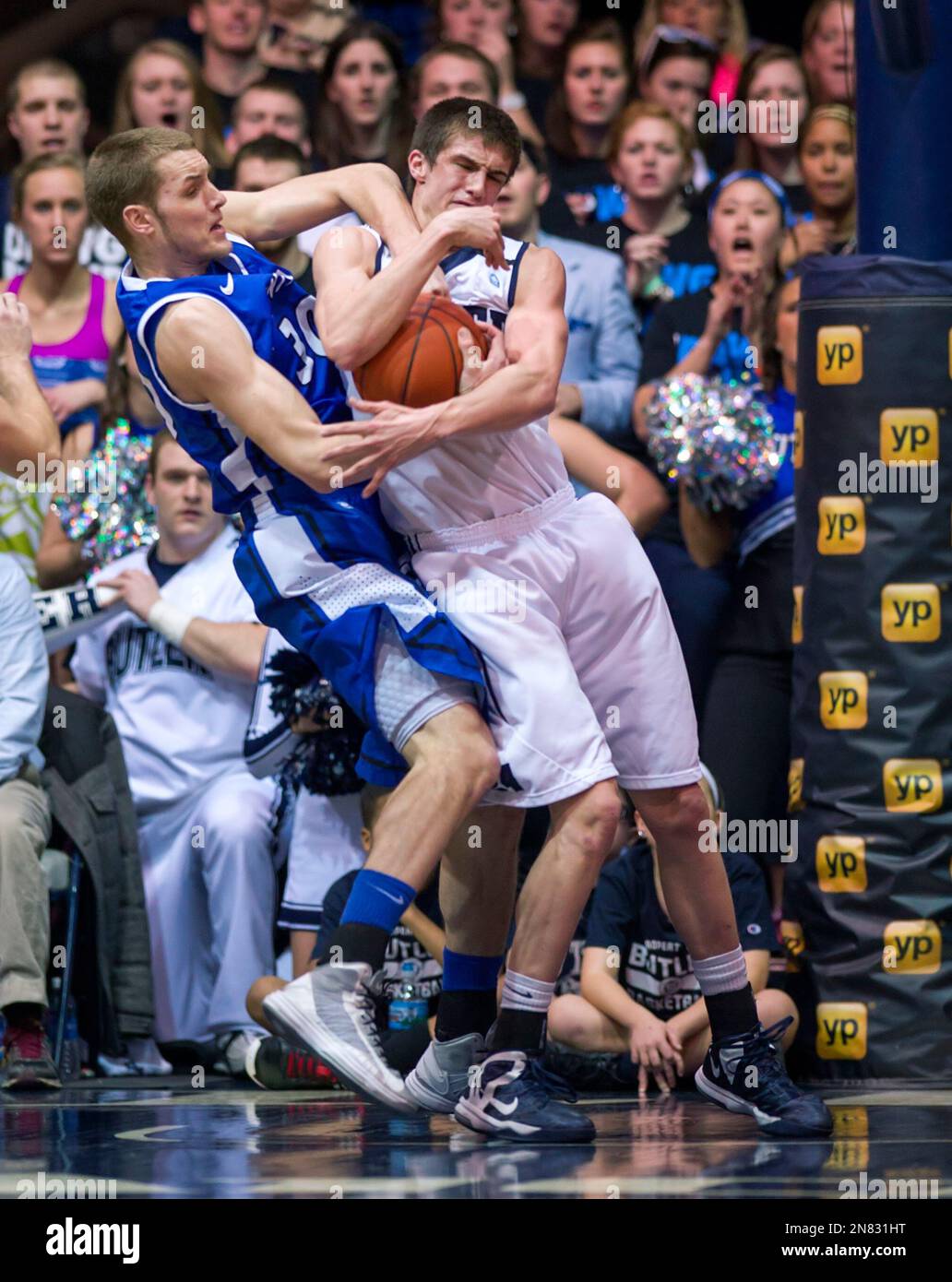 Saint Louis' Jake Barnett (30), left, and Butler's Andrew Smith (44 ...