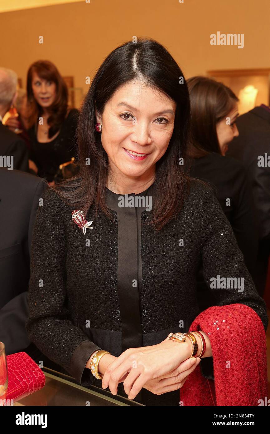 Betty Huang tries on a Bulgari Serpenti watch during a benefit for the ...