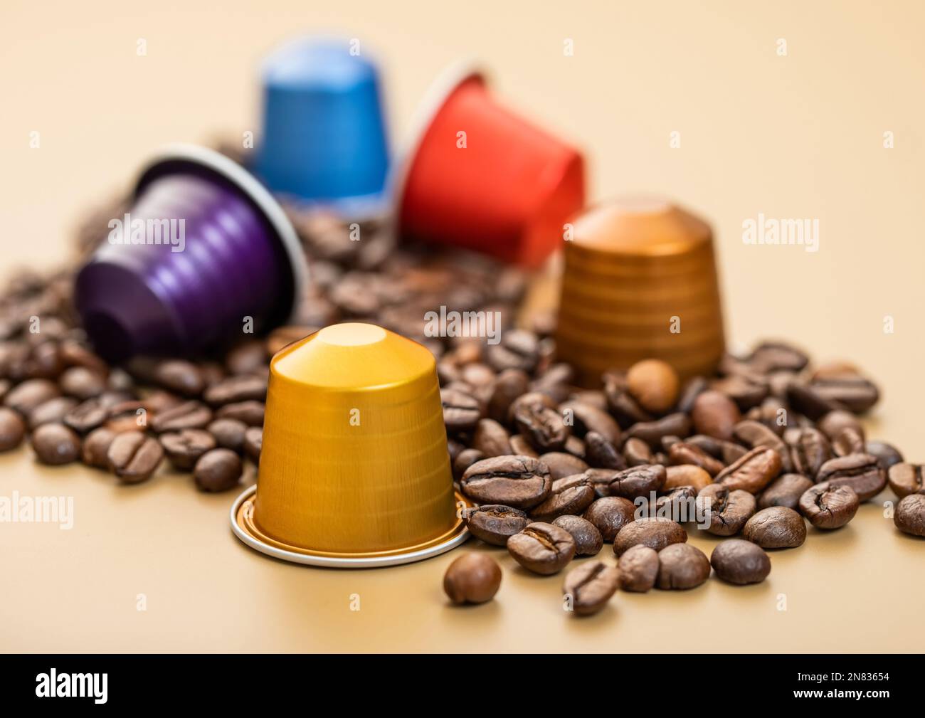 Aluminium capsules of natural organic coffee suitable with raw aroma ...