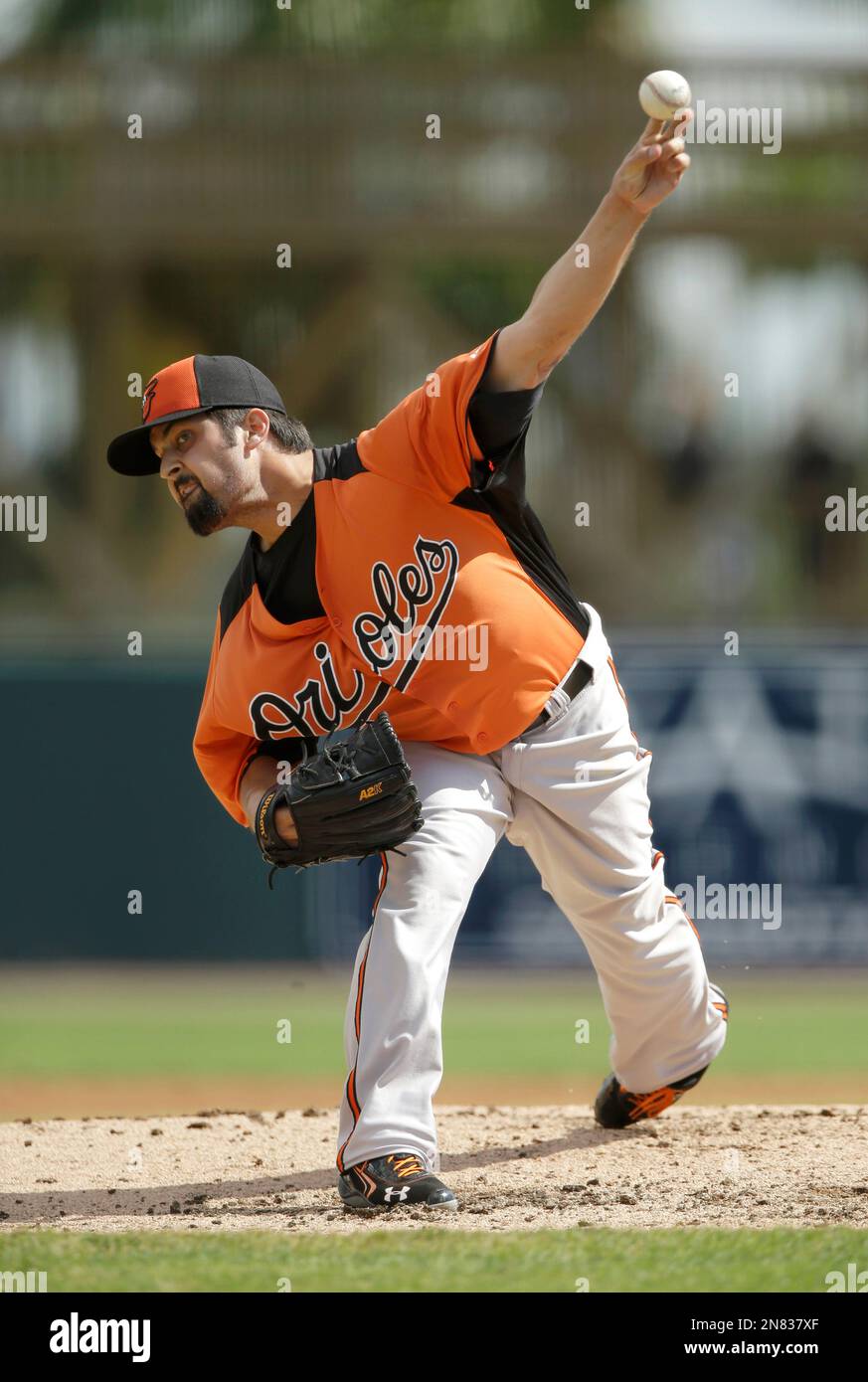 Baltimore Orioles pitcher Daniel Schlereth throws a pitch during a ...