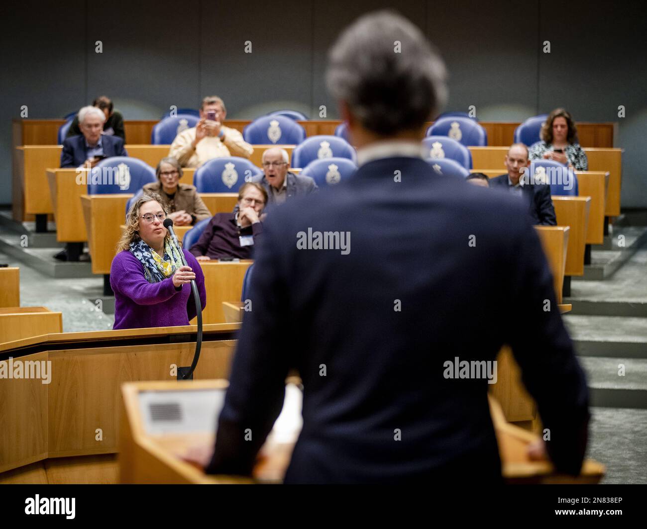 The Hague, Netherlands. 11th Feb, 2023. THE HAGUE - A visitor asks ...