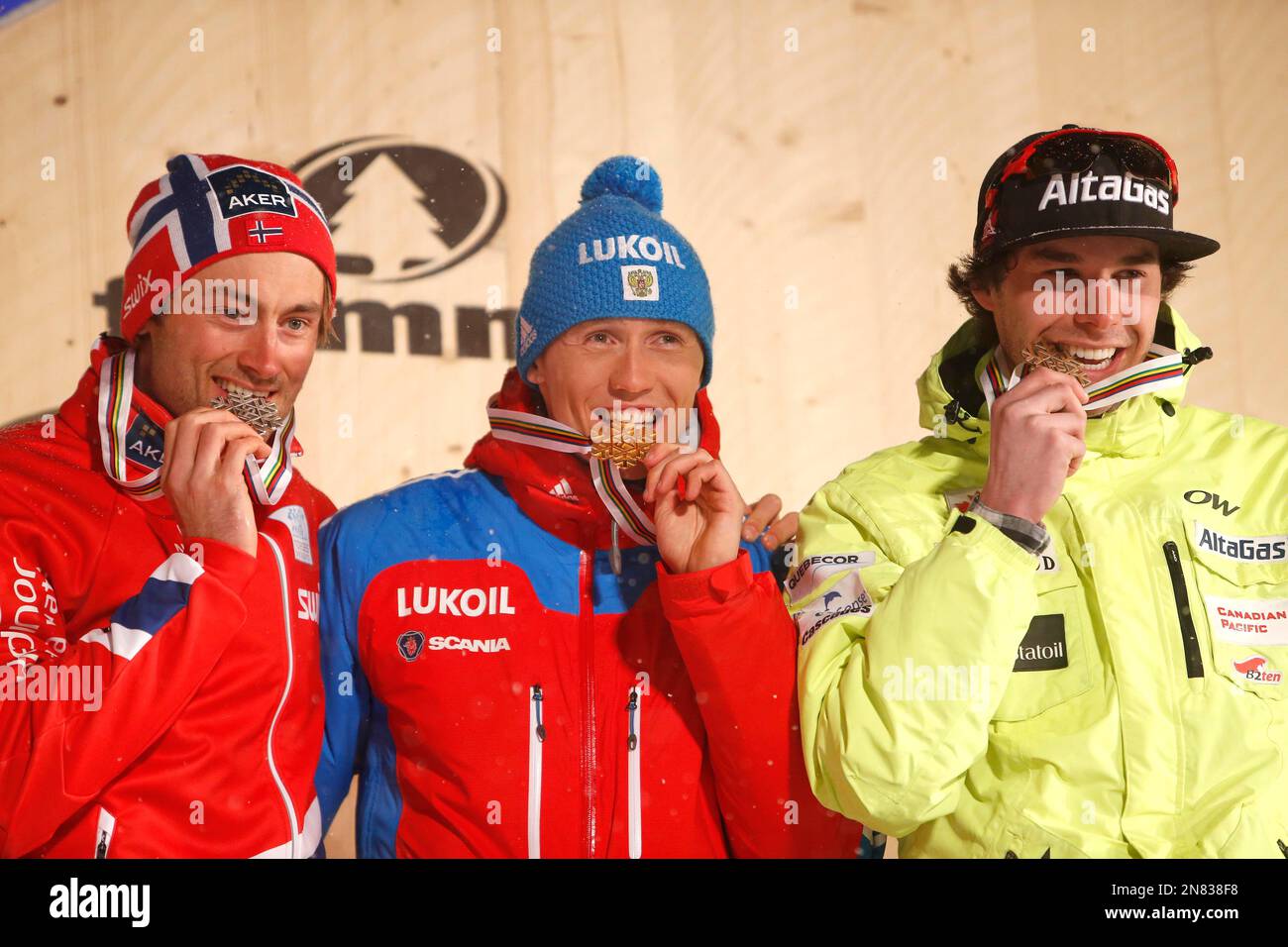 From left, Norway's Petter jr. Northug, silver medal, Russia's Nikita ...