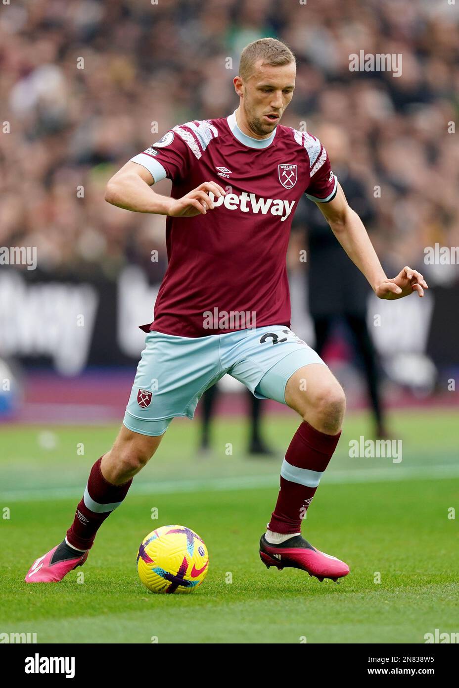 West Ham's Thomas Soucek in action during the Premier League match at ...