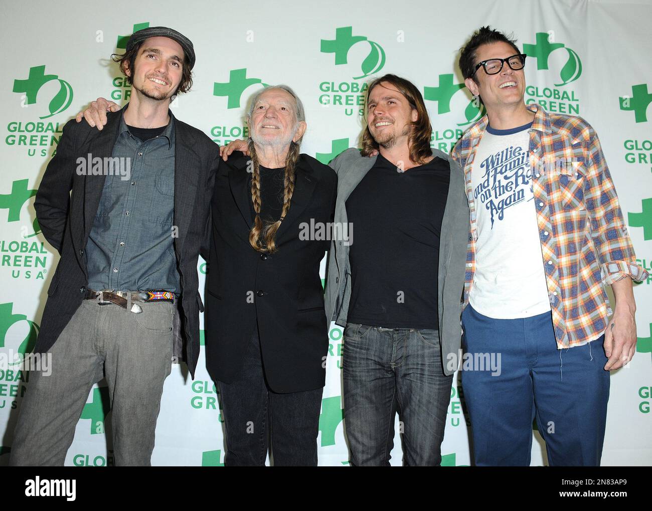 From left, musicians Jacob Micah Nelson, Willie Nelson and Lukas Nelson ...